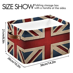 ALAZA British Flag Retro Foldable Storage Box Storage Basket Organizer Bins with Handles for Shelf Closet Living Room Bedroom Home Office 1 Pack