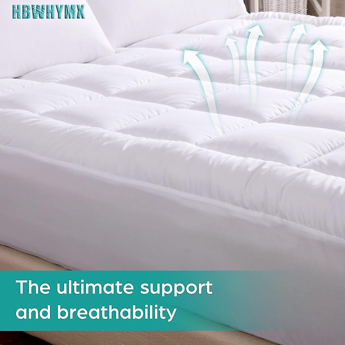 Queen Size Mattress Topper Pillow Top Mattress Protector Quilted Fitted Mattress Pad 8-21" Deep Pocket Cooling Mattress Cover Easy Installation and Care Fitted Sheets (White, 60x80 Inches, Queen)