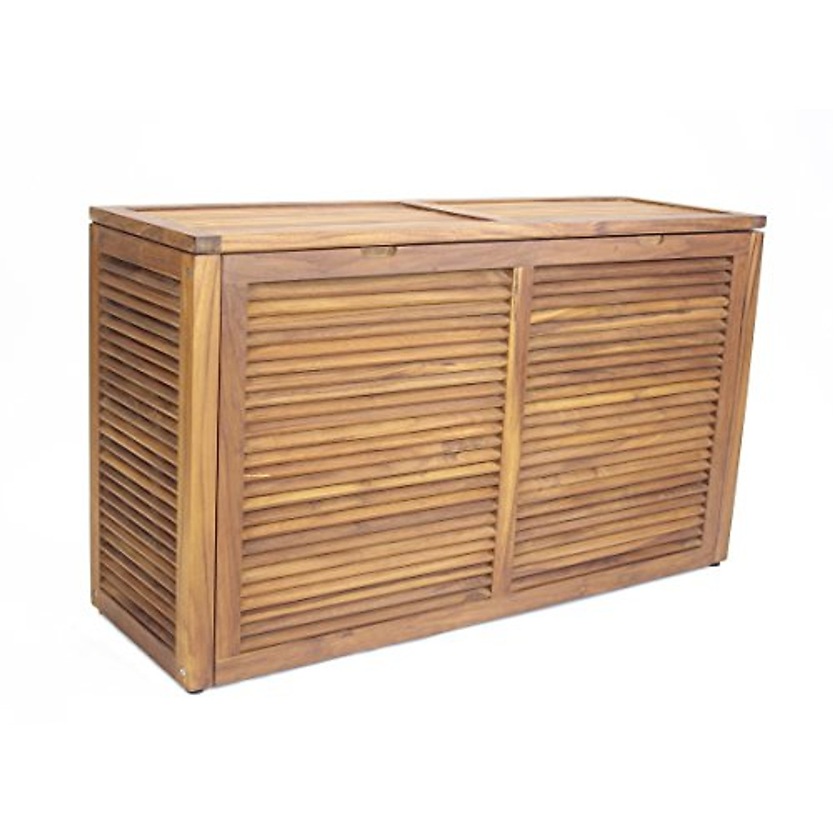 The Original Nila Teak Wall Hugging Louvered Double Hamper