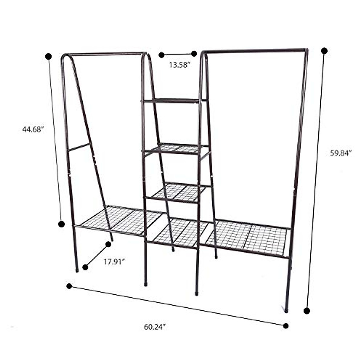Albearing Metal Garment Rack Clothes Rack with Top Rod and Lower Storage Shelf Clothes Rack (Brown)