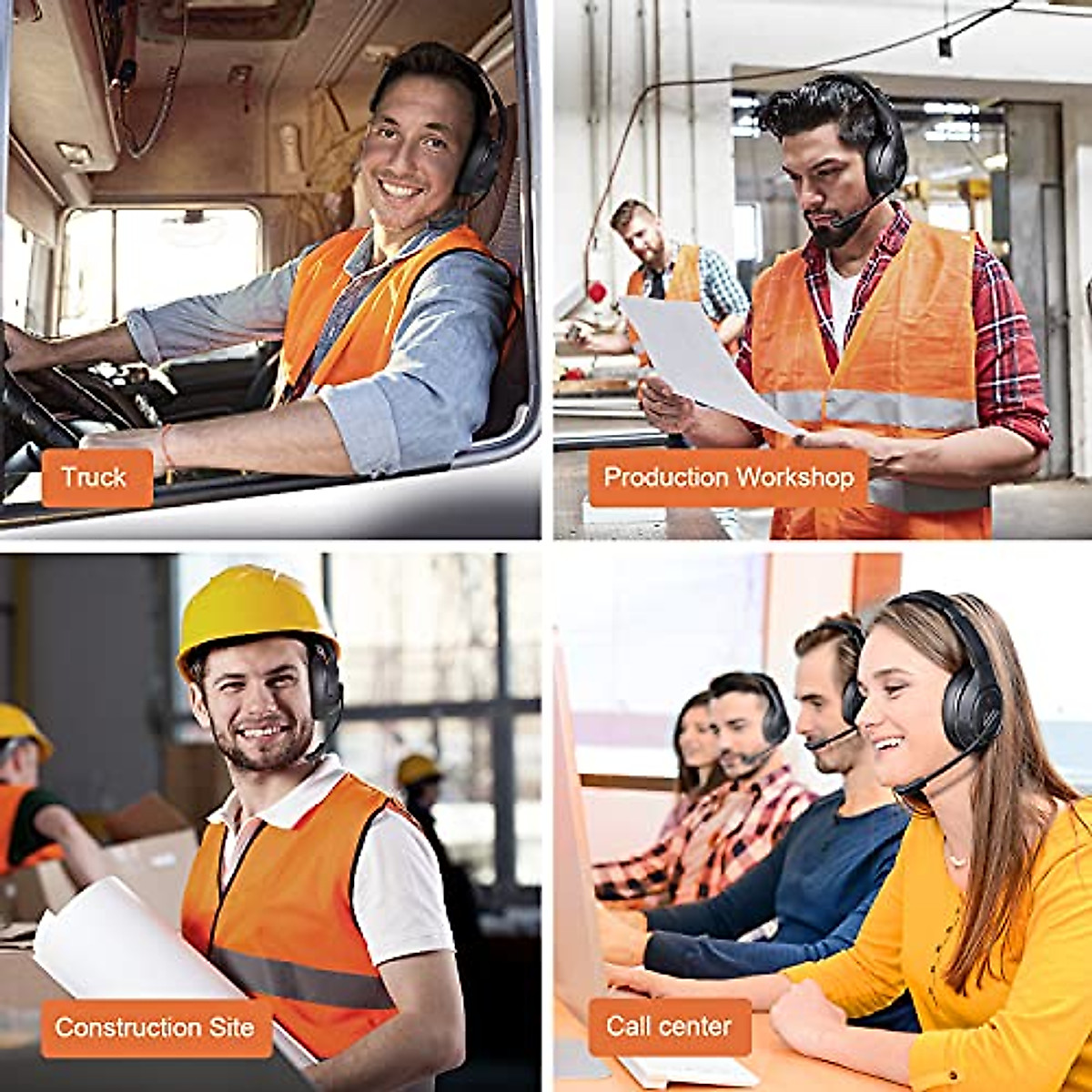 Trucker Bluetooth Headset, Wireless Headphones with USB Dongle for PC, AI-Powered Environmental Noise Cancelling Microphone (ENC), 99ft Long Wireless Range, 57Hrs On-Ear Trucker Headsets