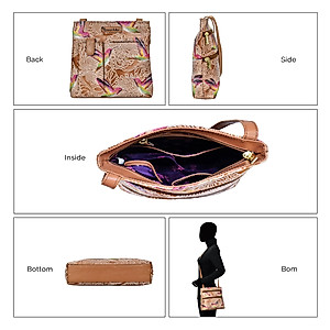 Anuschka Women’s Hand-Painted Genuine Leather Medium Crossbody With Double Zip Pockets - Bel Fiori