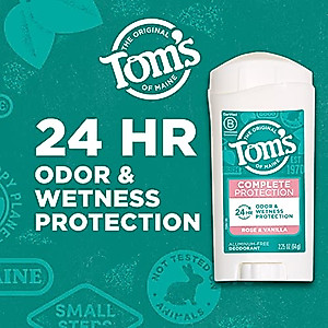 Tom's of Maine Complete Protection Aluminum-Free Natural Deodorant for Women, Rose & Vanilla, 2.25 oz