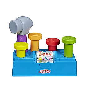 Playskool Tap 'n Spin Tool Bench Activity Toy Toolbox with Hammer for Toddlers 12 Months and Up (Amazon Exclusive) , Blue