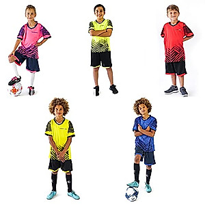 PAIRFORMANCE Soccer Jerseys for Kids, Soccer Shorts Boys Girls, Soccer Uniforms for Kids Sizes 4-15(sowhite-l)
