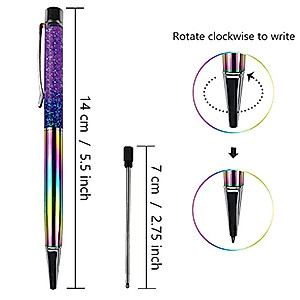 Oddmoal Fancy Metal Ballpoint Pens Floating Glitter Dynamic Liquid Sand Pen for Office Supplies, Black Ink, 12 Count(Mixed Color)