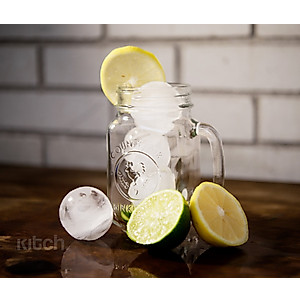 Kitch Ice Ball Maker Mold - Flexible Silicone Ice Tray - Molds 4 X 4.5cm Round Ice Ball Spheres - Cobalt Blue