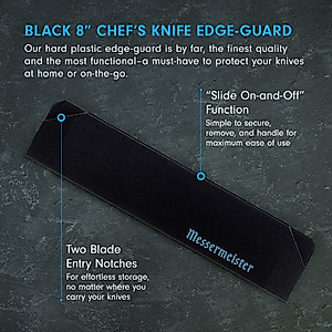 Messermeister 8” Chef’s Edge-Guard, Black - Fashionable & Functional Knife Protector for Chef’s & Wide-Blade Knives - 2 Blade Entry Notches - 8.5” x 1.9375”
