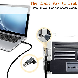 QIANRENON 90 Degree USB C to MIDI Adapter Type C Female to USB B Male Printer Right Angle Adapter Converter, for Printer MIDI Electric Piano Electronic Drum, 2PCS, Gray