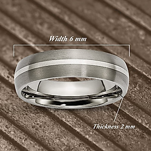 Auriga Fine Jewelry Titanium Brushed with Sterling Silver Inlay 6mm Anniversary Weeding Band Size 8.5