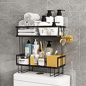 tristonsong 2-Tier Bathroom Over The Toilet Storage Shelf Countertop Organizer Kitchen Storage Organization with Wire Bracket Black
