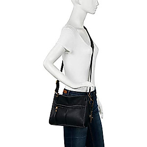 The Sak unisex adult Women's Alameda Leather Crossbody Handbag, Black, One Size US