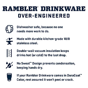 YETI Rambler 25 oz Tumbler with Handle and Straw Lid, Travel Mug Water Tumbler, Vacuum Insulated Cup with Handle, Stainless Steel, Navy