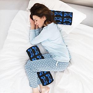 Oyihfvs Video Game Joystick Gamepad in Blue Neon Lights Isolated on Black Round Memory Foam Pillow, Travel Pillow with Removable Washable Cover for Head Neck Legs Support 5.5 x 5.5 x 17 inch