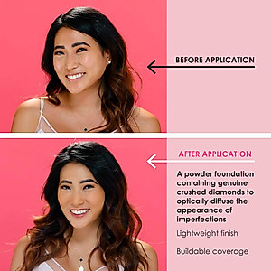 Winky Lux Diamond Complexion Powder, Compressed Matte Foundation With Powdered Diamonds for Flawless Airbrush Effect, Blurs Pores and Fine Lines, 8g, Light