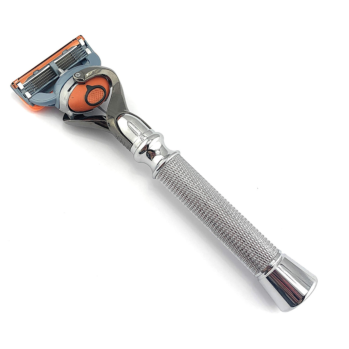 G.B.S Flex ball Handle Razor with Flex ball Pivot Ball technology All Chrome Diamond Knurled Pattern Long Handle Shaving Razor