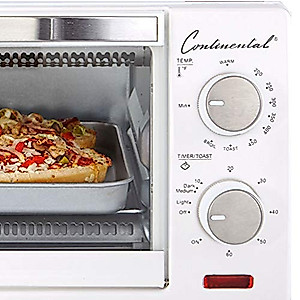 Continental Electric CE-TO101 Toaster Oven, 4 Slice, White