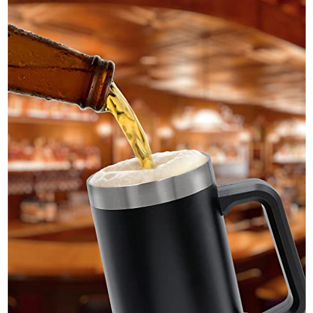 GALVANOX Boss Gift XL Stainless Steel Beer Mug - Insulated 24oz Large Beer Stein with Handle for Christmas/Office Appreciation Day, Gift Boxed Tumbler Cup (Laser Etched “Coolest Boss Ever”)