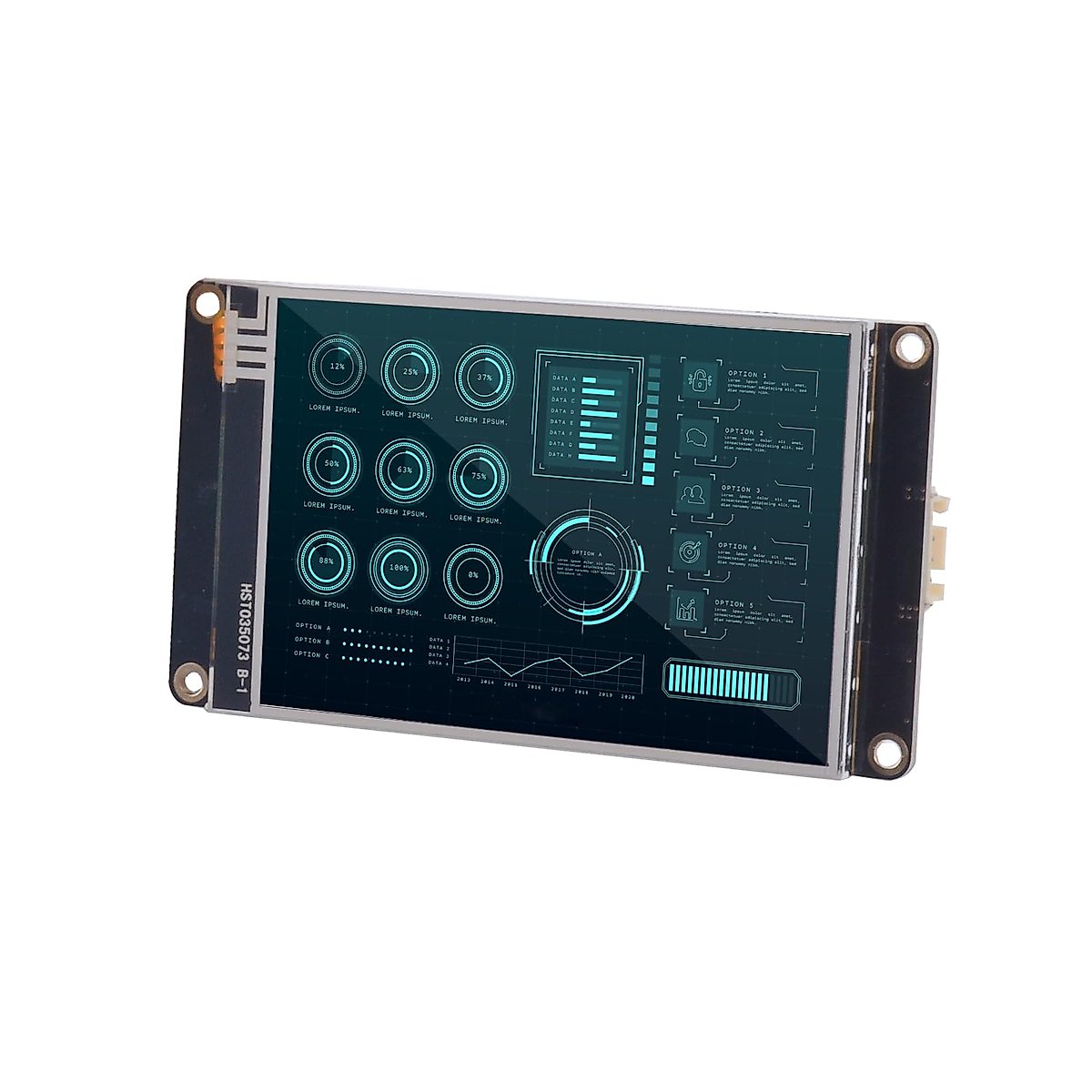 Nextion 3.5″ Enhanced HMI Display Module NX4832K035 Resistive LCD-TFT Touch Screen 480 * 320, Nextion Display with RTC Function and 8 Digital GPIOs, Suitable for 3D Printers, Vehicle HMI, etc.