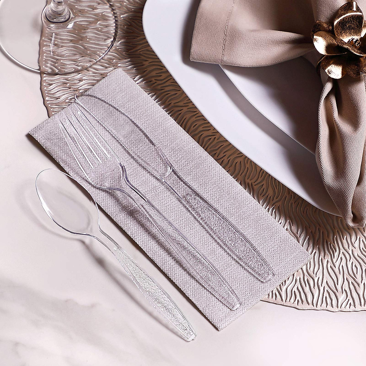 [360 Combo Box] Clear Heavyweight Disposable Plastic Silverware - Cutlery