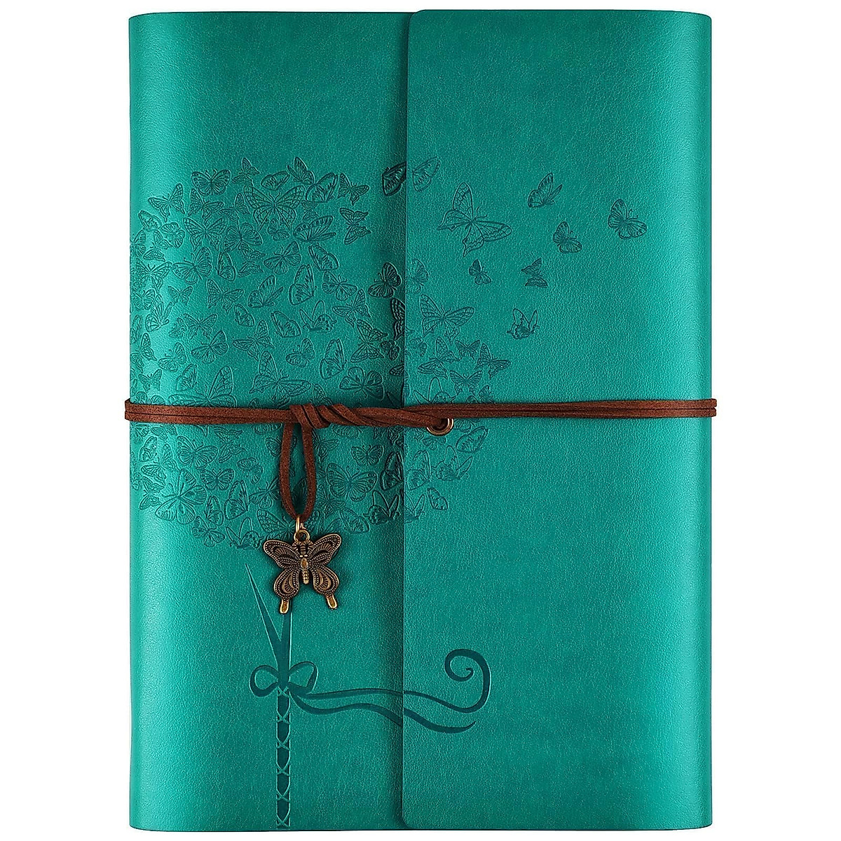 Leather Journal Notebook, Refillable Travelers Journals for Women Girls, Ruled Diary Writing Journal to Write in A5 (Blue）