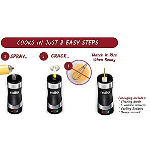 Rollie Egg cooker Automatic Electric Vertical (Stainless steel) / Egg sandwich,Egg rolls, Omelets, Scrambled eggs, Breakfast egg maker. Free cleaning brush + 25 recipes