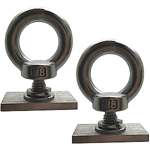 Pmsanzay 2 Pack M8 Heavy-Duty Full Stainless Steel Eye Bolt Eyelet, Kayak Track Mount Rail Tie Down Eyelet to Hold Your Bungee Cord or Ropes Anchoring, with Spring Washer Anchoring kit - No Track