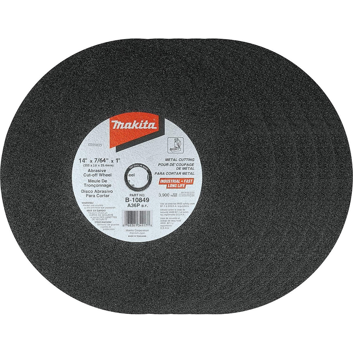 Makita B-10849-5 14" x 7/64" x 1" Abrasive Cut-Off Wheel, 5/pk