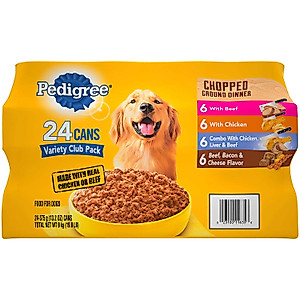 Pedigree Chopped Ground Dinner Wet Dog Food, Variety (13.2 Oz, 24-Ct.) (3 Pack)