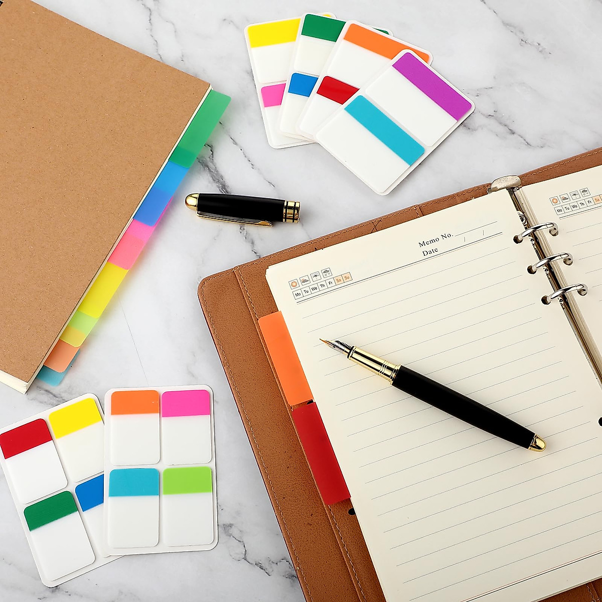 320PCS Sticky Index Tabs Transparent Sticky Notes Colored Page Markers Writable and Repositionable File Tabs Flags Self Adhesive Sticky Notes Tabs for Annotating Books Binders and File Folders