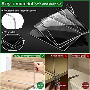 Acrylic Shelf Dividers, Clear Shelf Divider for Closets, Plastic Shelve Divider for Clothes Purses Separators, Wood Shelves Organizer for Bedroom, Kitchen, Office, Cabinets, Bathroom, 6 Pack