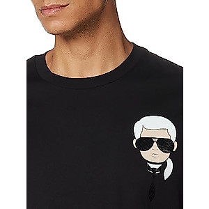 Karl Lagerfeld Paris mens Classic Karl Character Short Sleeve Crew Neck T-shirt T Shirt, Black, Medium US