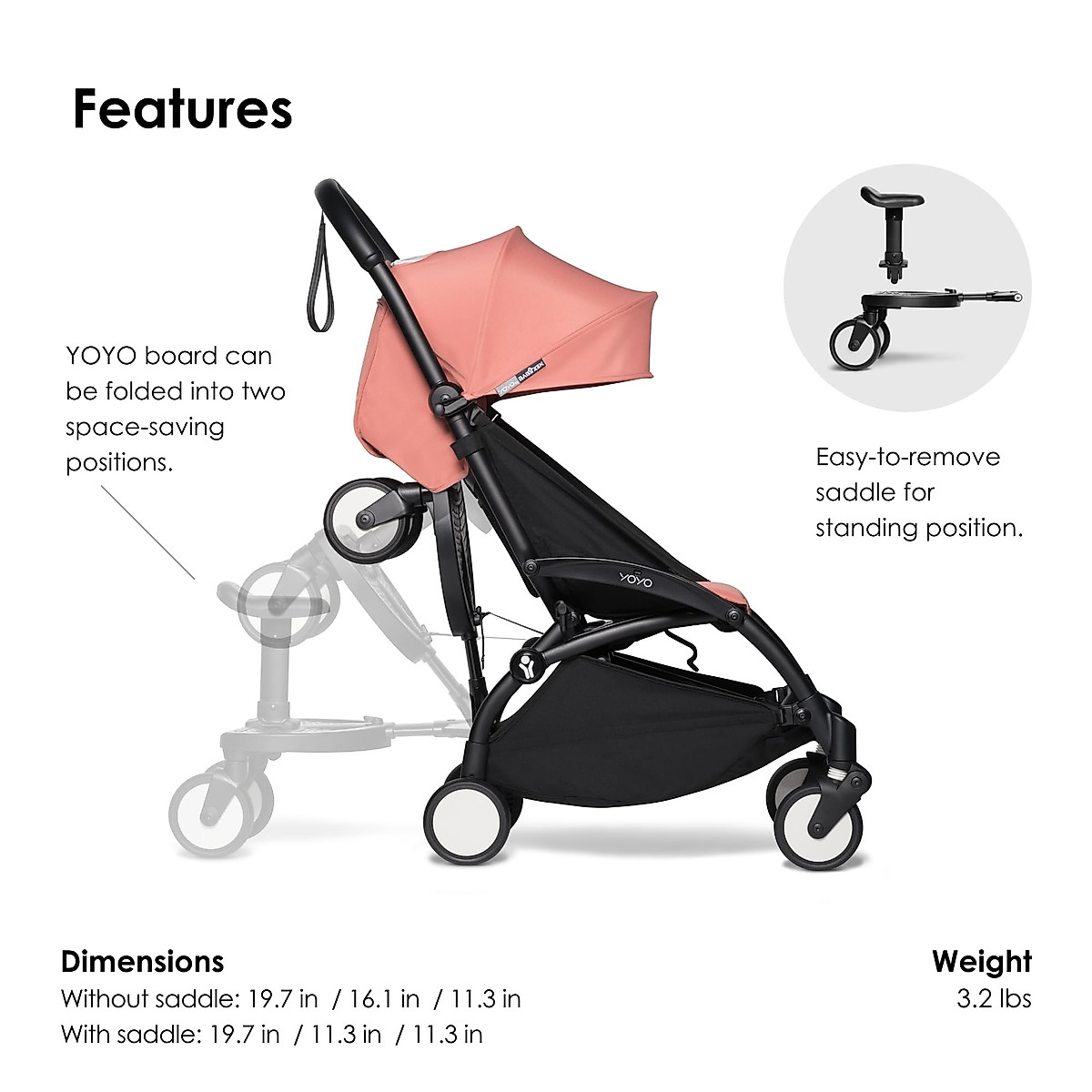 BABYZEN YOYO Board - Safe for Children Up to 44 Pounds - Requires YOYO2 Frame (Sold Separately)