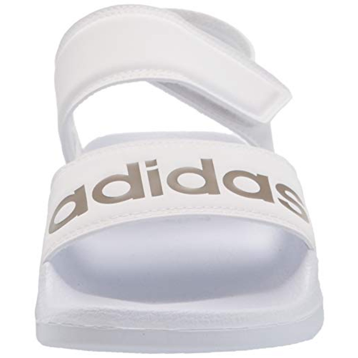adidas Women's Adilette Sandal Slide, White/Champagne Metallic/White, 9