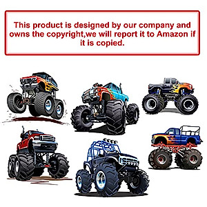 Truck Wall Decals Glow in The Dark Wall Decals Removable Digger Wall Stickers Large Car Jam Vhicle Construction Wall Decals for Kids Girls Boys Bedroom Living Room Playroom Nursery Wall Decor