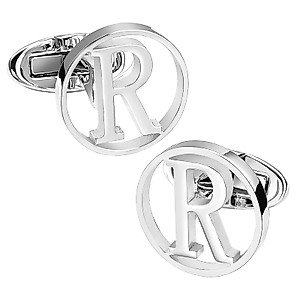 GWD Cufflinks for Men Classic Tuxedo Shirt Wedding Cuff Links Personalized Initials A-Z Gift (R)