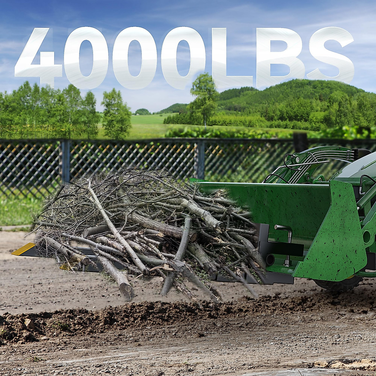 YITAMOTOR 60" 4000LBS Clamp on Pallet Forks Light Duty Forks for Tractor Loader Bucket with Adjustable Stabilizer Bar