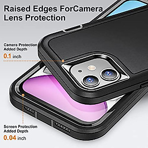 IDweel iPhone 11 Case,iPhone 11 Case with Stand,iPhone 11 Case Black for Men, Heavy Duty Protection Shockproof Anti-Scratch Slim Fit Protective Durable Case Hard Cover for Aged,Black