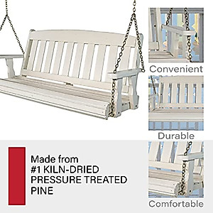 Amish Casual Heavy Duty 800 Lb Mission Treated Porch Swing with Hanging Chains (5 Foot, Semi-Solid White Stain)