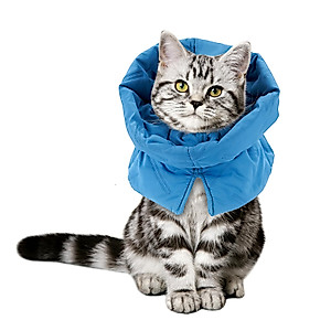 PINVNBY Cat Cone, Cat Recovery Collar Soft Adjustable Cat Cone to Stop Licking and Scratching Foldable Water Resistant Neck Cone for Cats with Drawstring Design Not Block Vision (S)