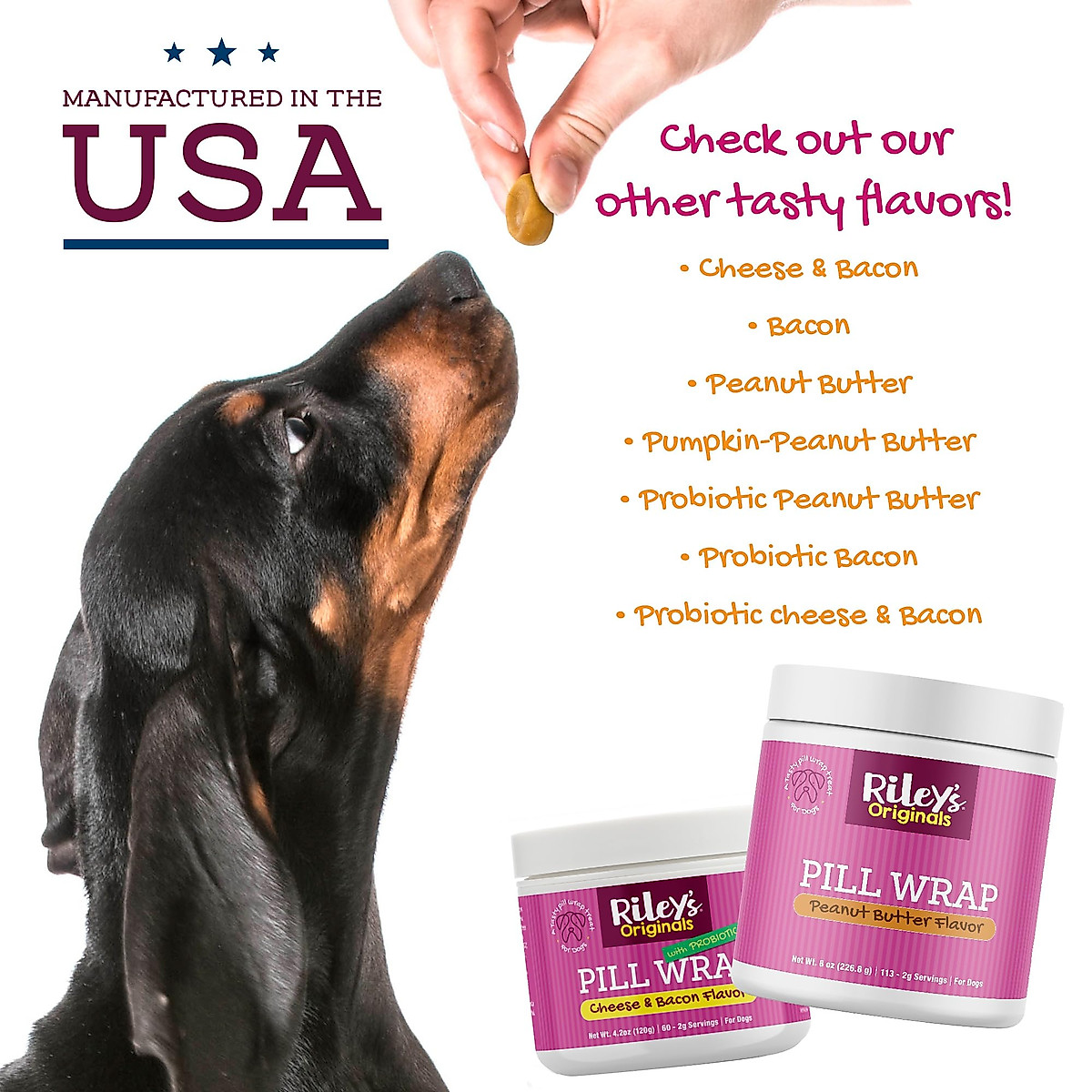 Riley's Pill Wrap for Dogs - Delicious Peanut Butter Flavored Pill Paste for Dogs - Wrap Pills, Capsules, Tablets in a Pocket or Pouch to Mask The Taste & Make Pill Time Easy - 8 oz