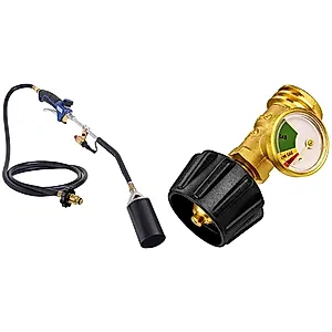 Flame King Propane Torch Kit (340,000 BTU) and Propane Tank Gauge Level Indicator
