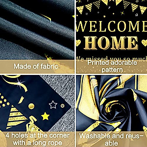Trgowaul Welcome Home Banner Decorations, Black Gold Welcome Home Backdrop, We Missed You So Much Party Decor, Family Reunion Patriotic Military Homecoming Returning Party Supplies