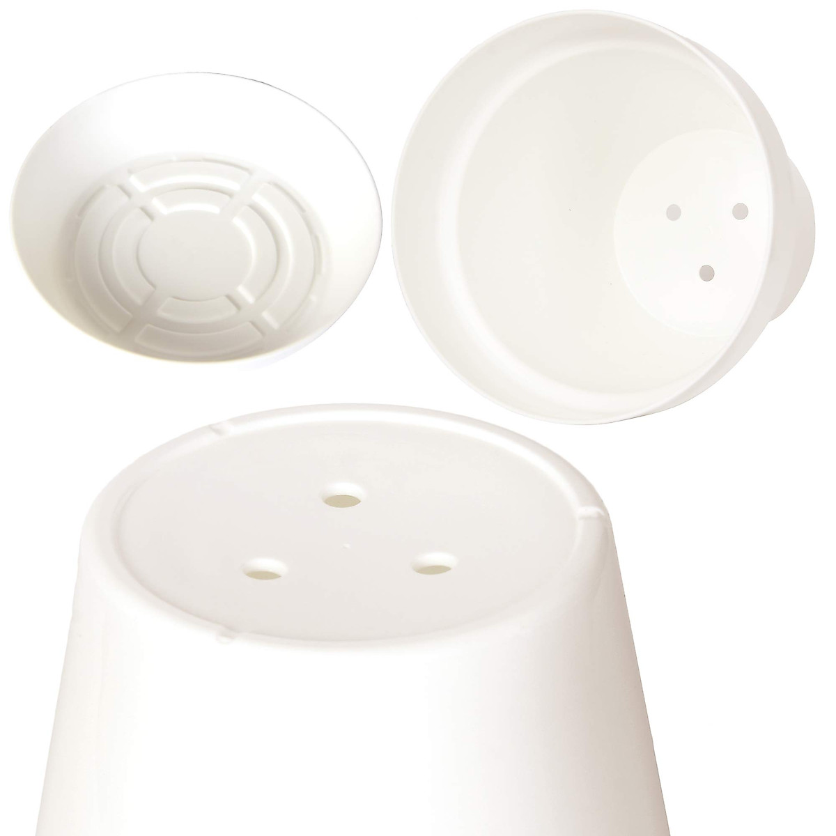 Youngever 8 Pack 5.5 Inch Plastic Planters Indoor Flower Plant Pots, Classic Decorative Gardening Pot with Drainage Holes (White with Saucers)