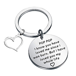 TIIMG PoP PoP Keychain Grandpa Birthday Gifts Father’s Day Gift PoP PoP Birthday Gifts from Grandkids (POP POP i know)