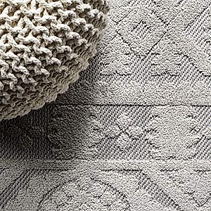 JONATHAN Y SBH102A-28 Citta High-Low Pile Mediterranean Tile Indoor Outdoor Area-Rug Bohemian Contemporary Geometric Easy-Cleaning Bedroom Kitchen Backyard Patio Porch Non Shedding, 2 X 8, Beige