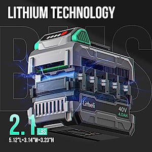 Litheli 40V 4.0AH Lithium Ion Battery Pack,Only for Litheli 40V Tools.