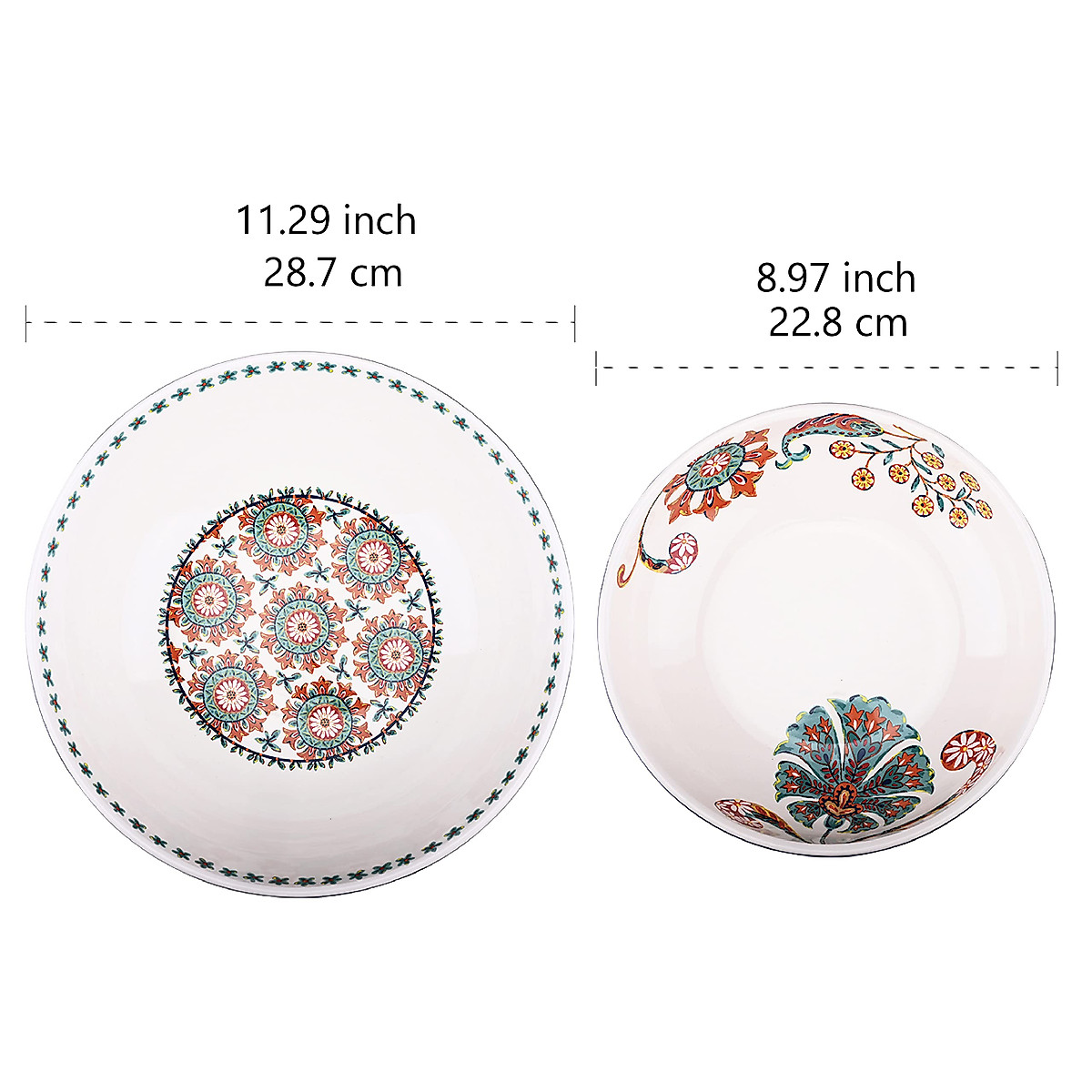 Sonemone Pasta Bowls Set of 5, Ceramic Red Salad Bowls, Serving Bowls For Kitchen, Entertaining, Microwave & Dishwasher Safe (1 unit 114oz, 4 units 35oz)