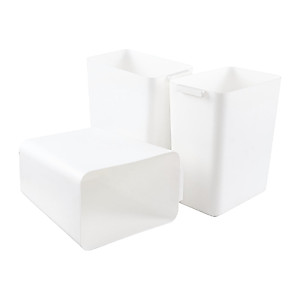 Lasbily 4.5 Gallon 3 Pack Plastic Rectangular Wastebasket, White Slim Trash Can