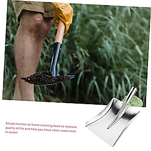Happyyami 2pcs Fireplace Camping Supply Garbage Point Dustpan Pushing Beach Pusher Lightweight Car Gardening Spade Removal Stainless Metal Trowel Outdoor Steel Ash Pan Emergency Iron Ice